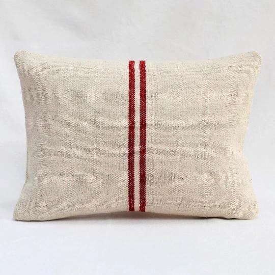 Rustic Red Stripe Grainsack Small Oblong Cushion – Maison Brocante