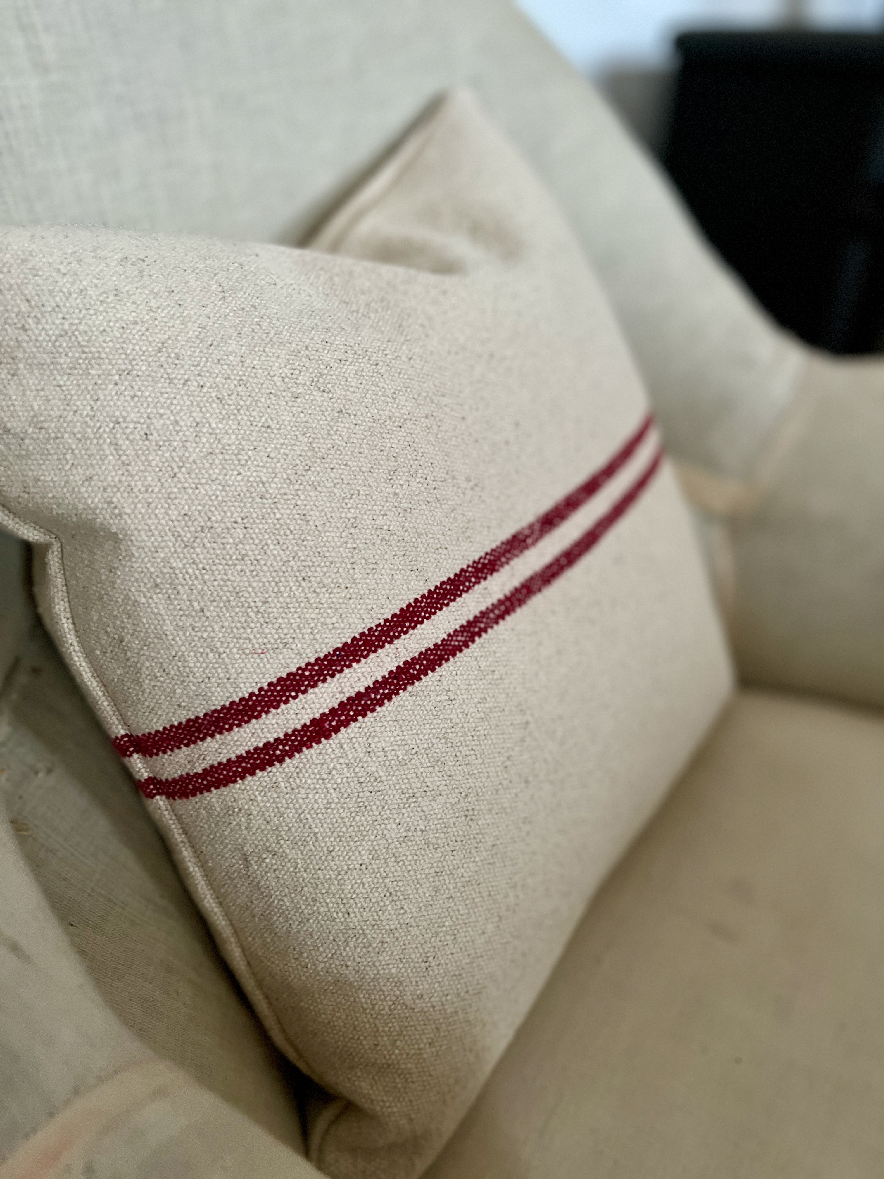 Beautiful Rustic Red Stripe Grainsack Cushion Cover – Maison Brocante